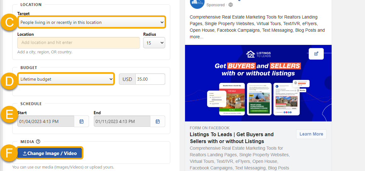 Lead Ads: Custom Ad – Listings-to-Leads