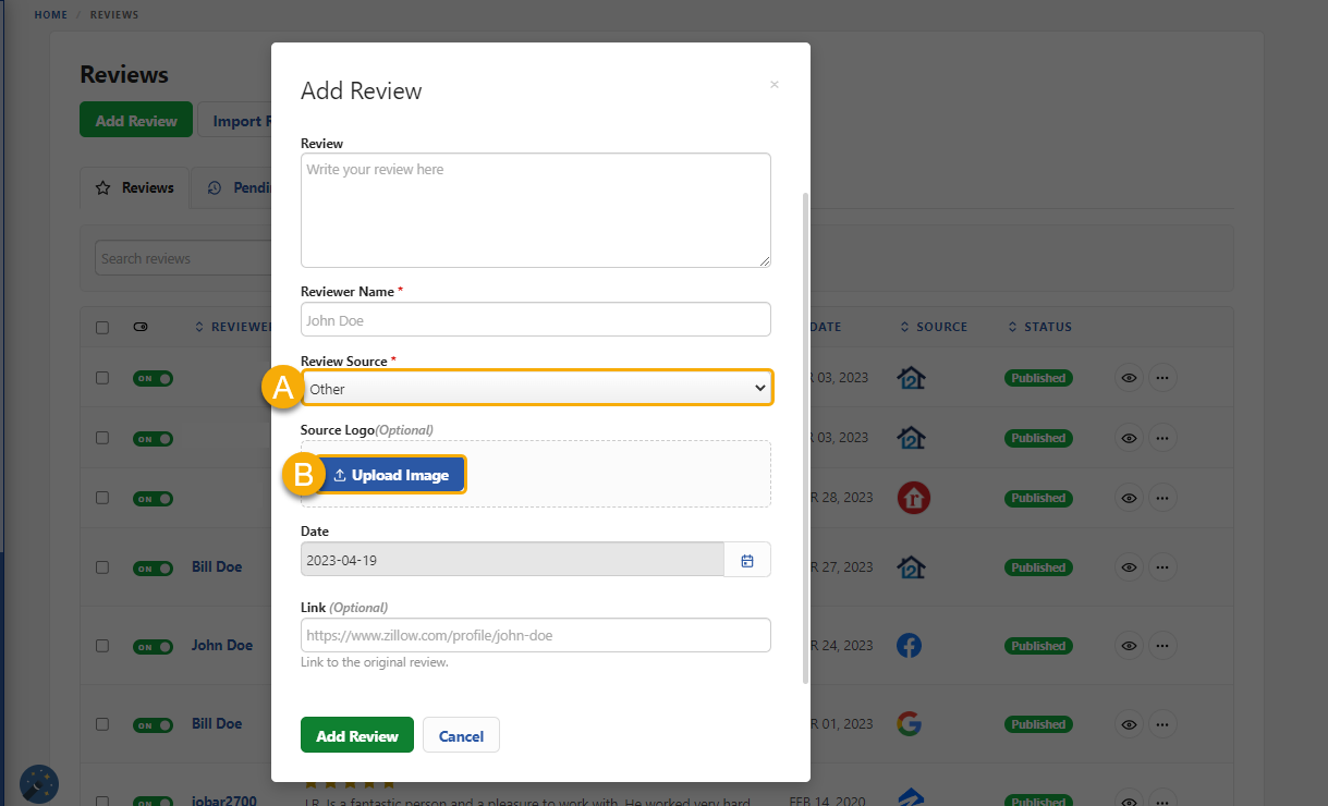 Add Review – Listings-to-Leads
