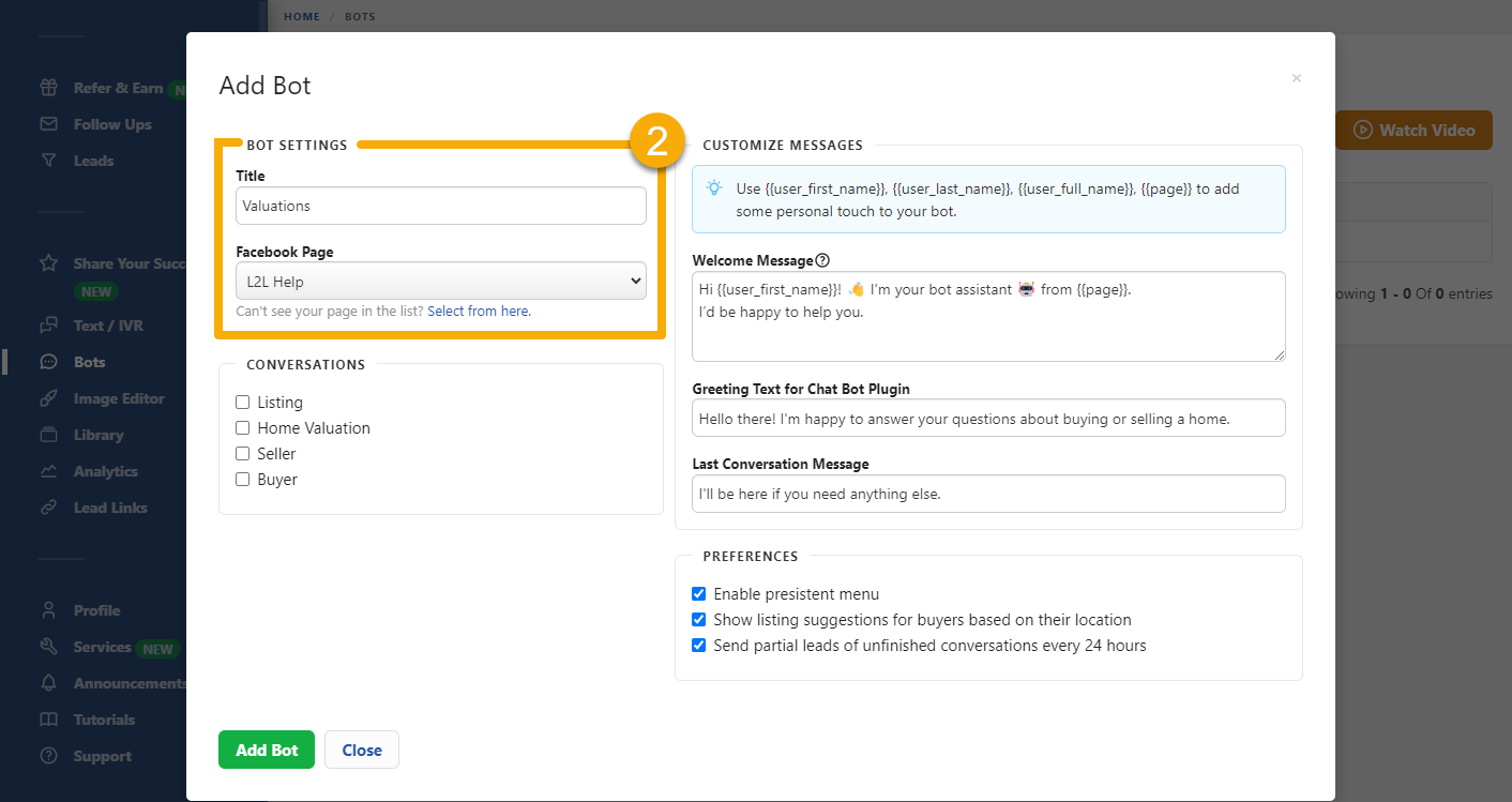 How to Create Bots – Listings-to-Leads