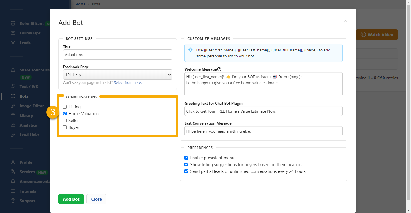 How to Create Bots – Listings-to-Leads