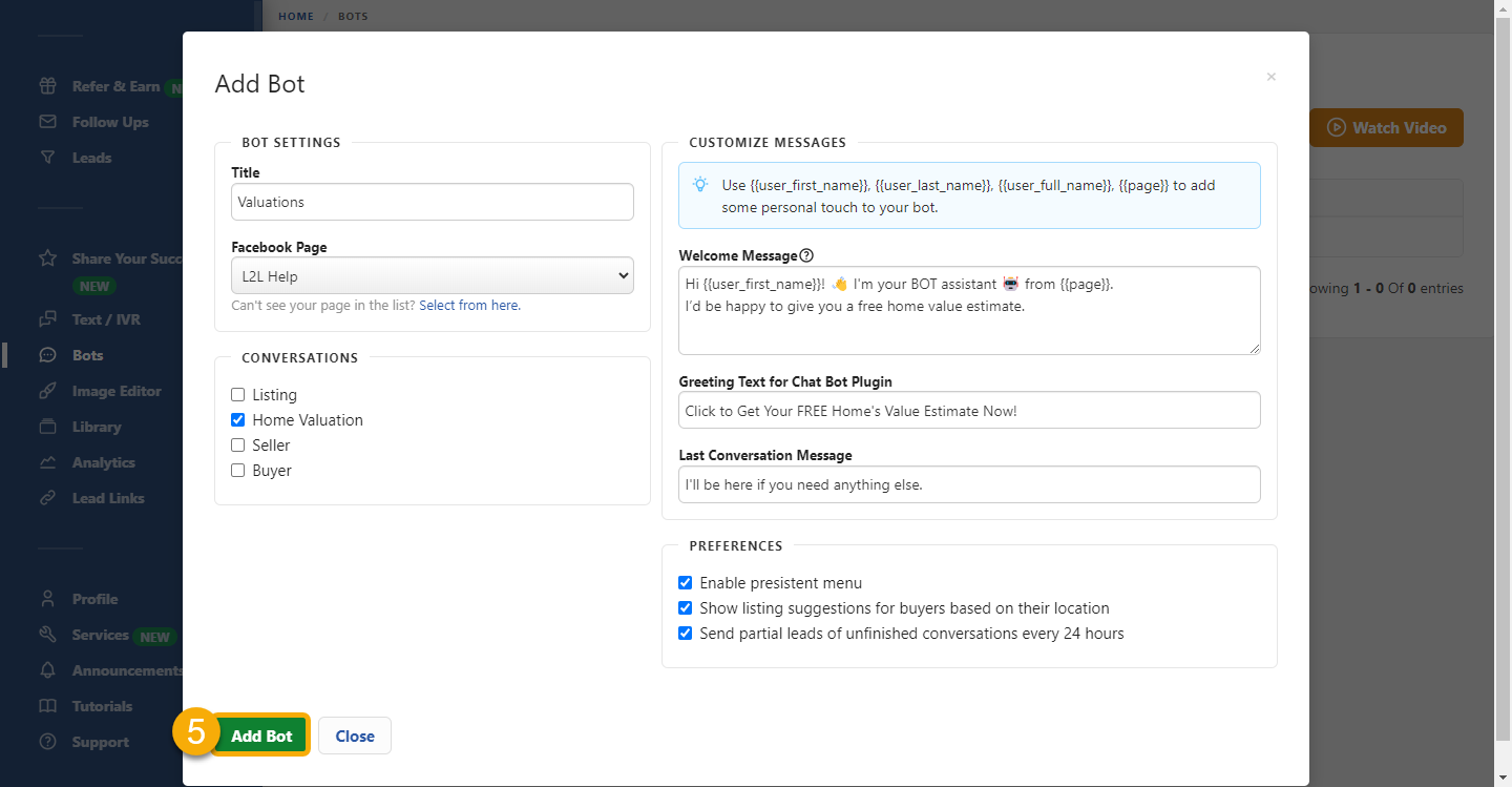 How to Create Bots – Listings-to-Leads