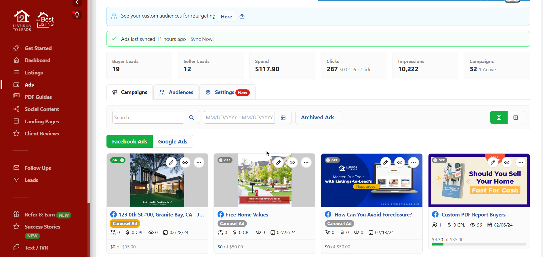 Carousel Ads – Listings-to-Leads