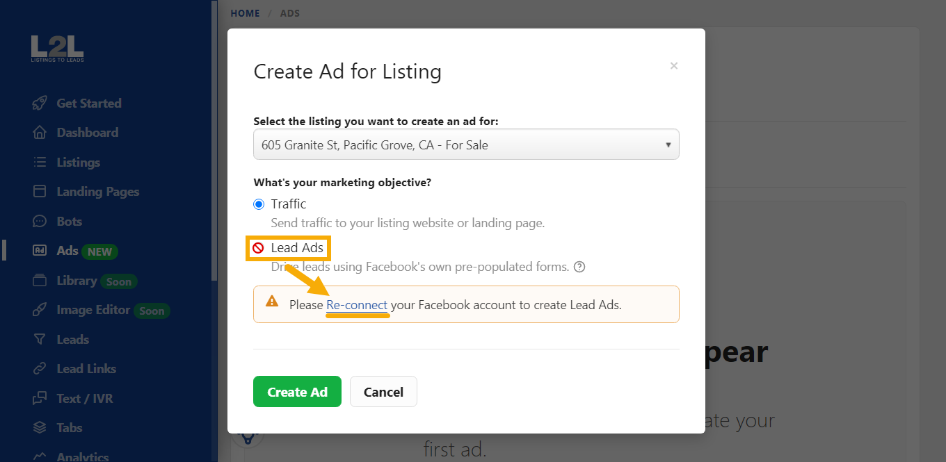 Lead Ads: Listings – Listings-to-Leads