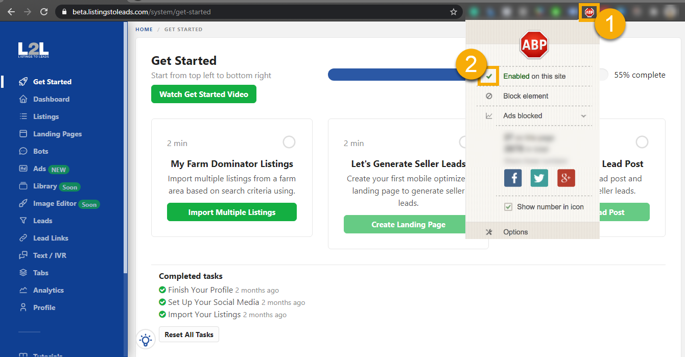 Turn Off Ad Blocker – Listings-to-Leads