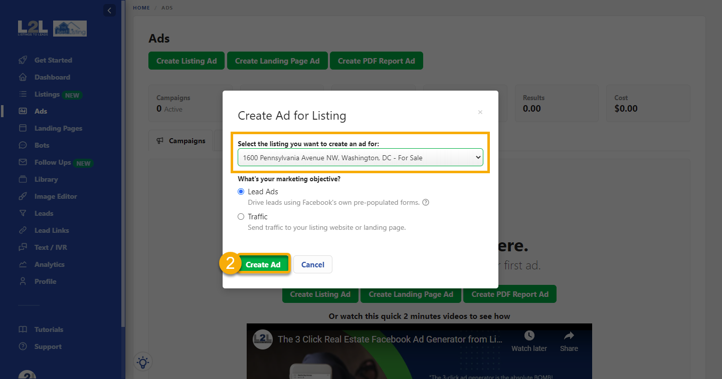 Traffic Ads: Listings – Listings-to-Leads