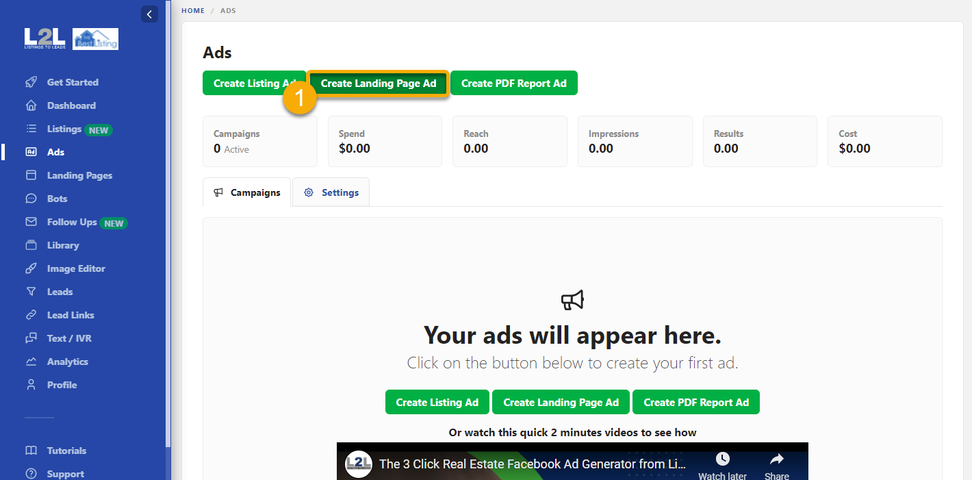 Traffic Ads: Landing Pages – Listings-to-Leads