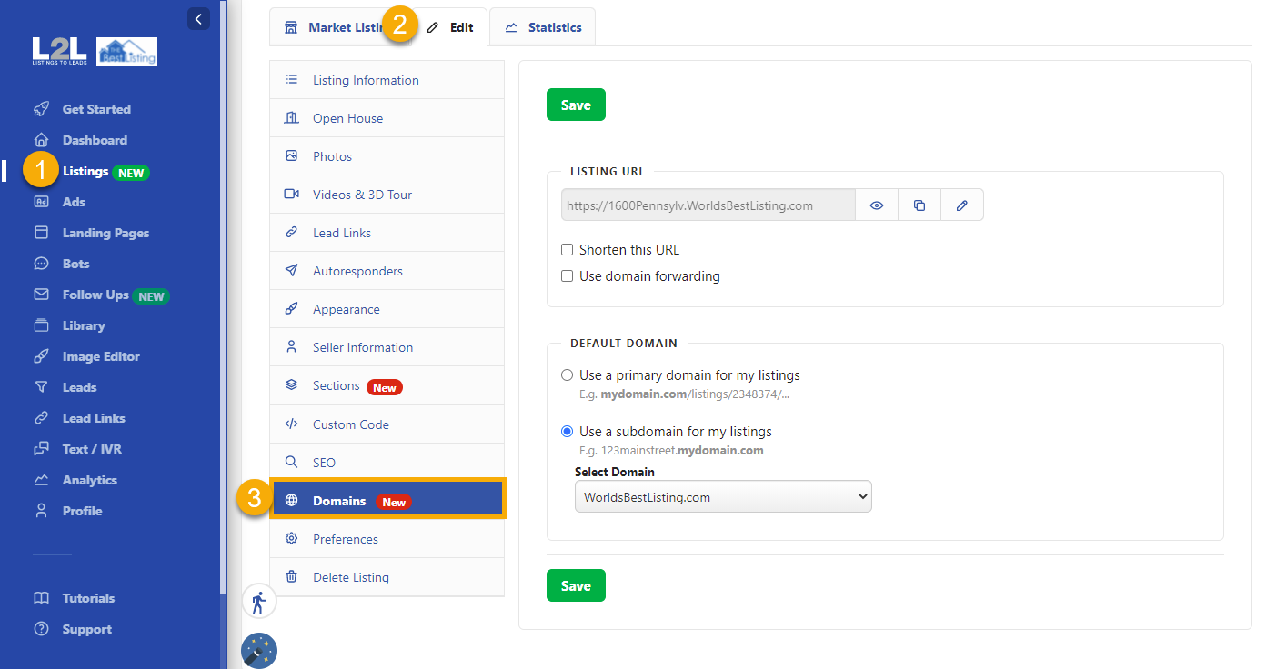Domains - Edit – Listings-to-Leads