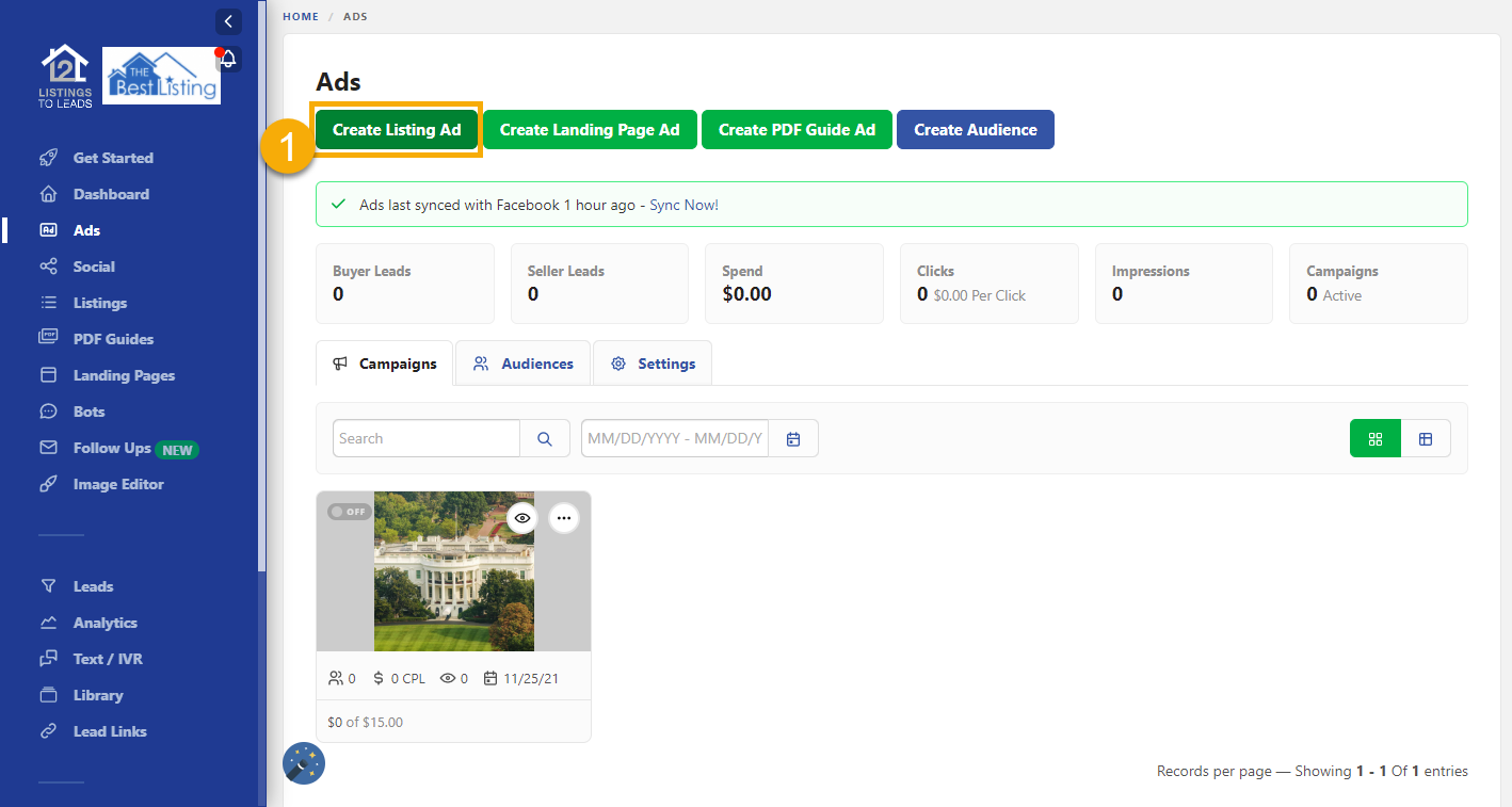 Lead Ads: Listings – Listings-to-Leads