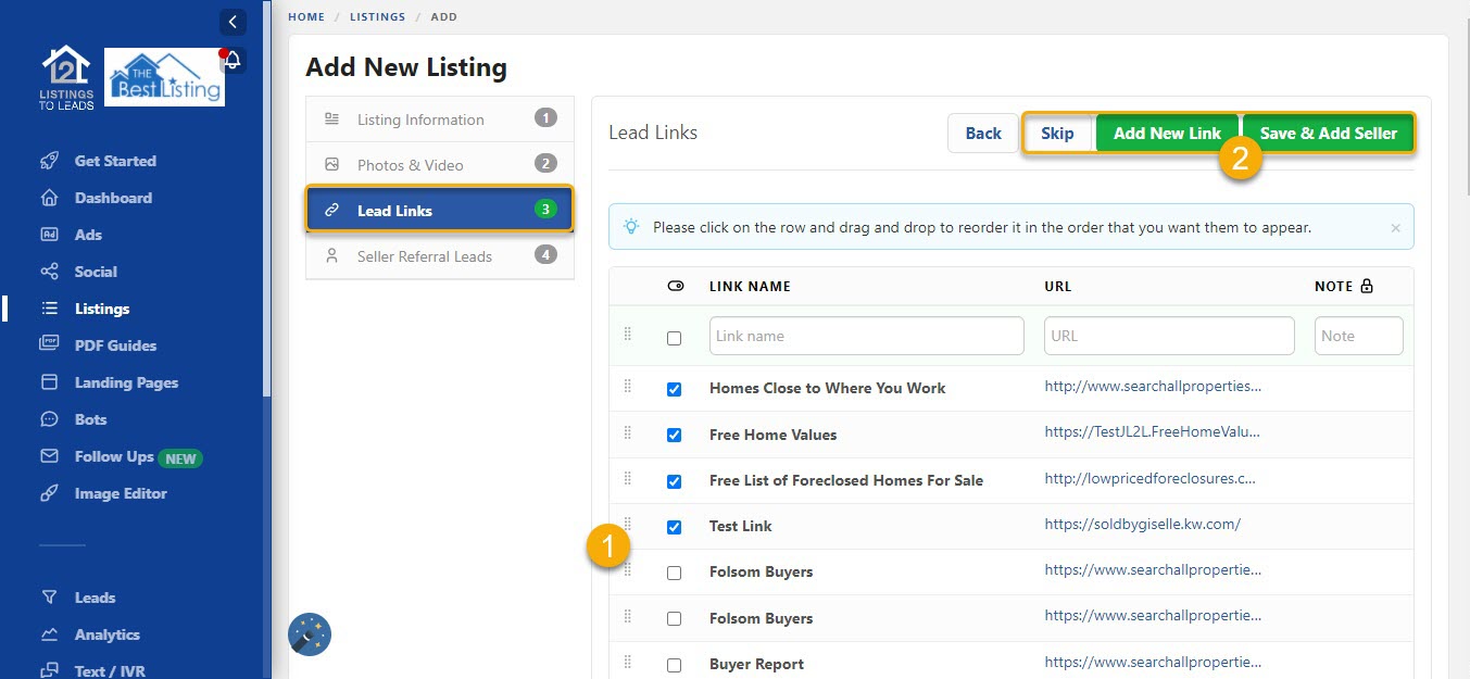 Add listings Manual – Listings-to-Leads