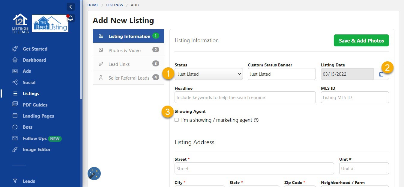 Add listings Manual – Listings-to-Leads