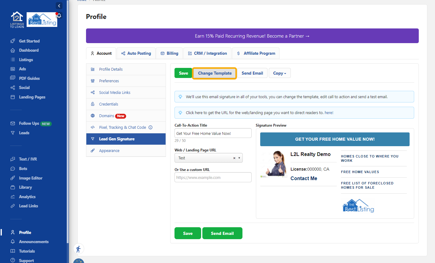 Lead Generation Signature – Listings-to-Leads