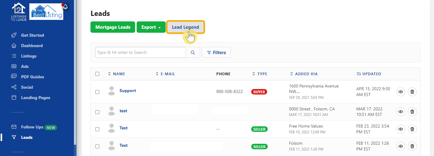 Leads – Listings-to-Leads