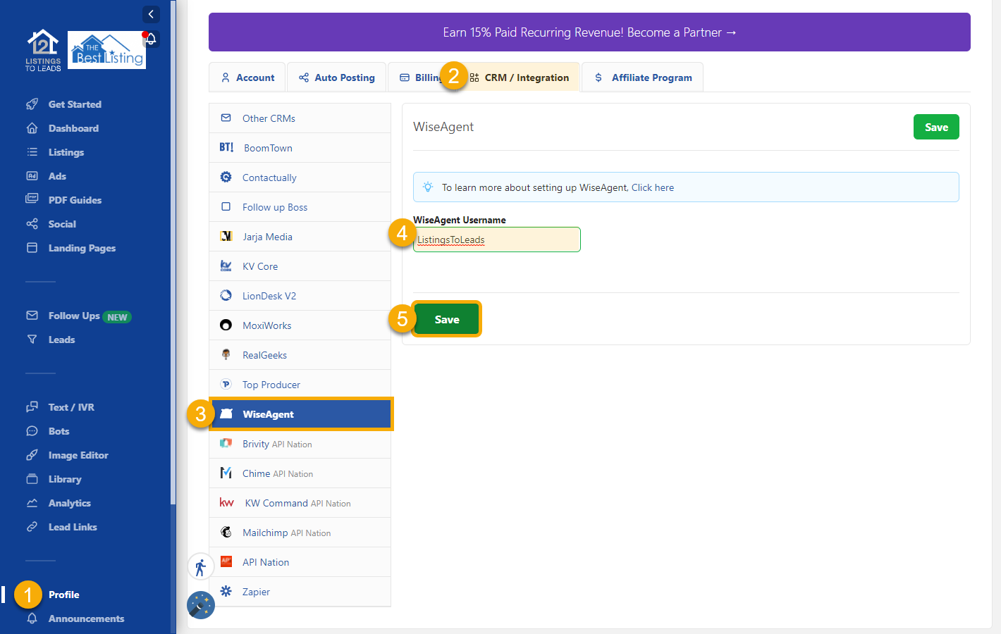 WiseAgent – Listings-to-Leads