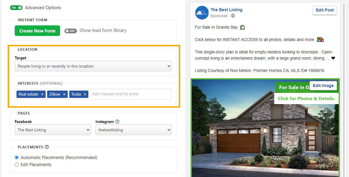 Advanced Options – Listings-to-Leads