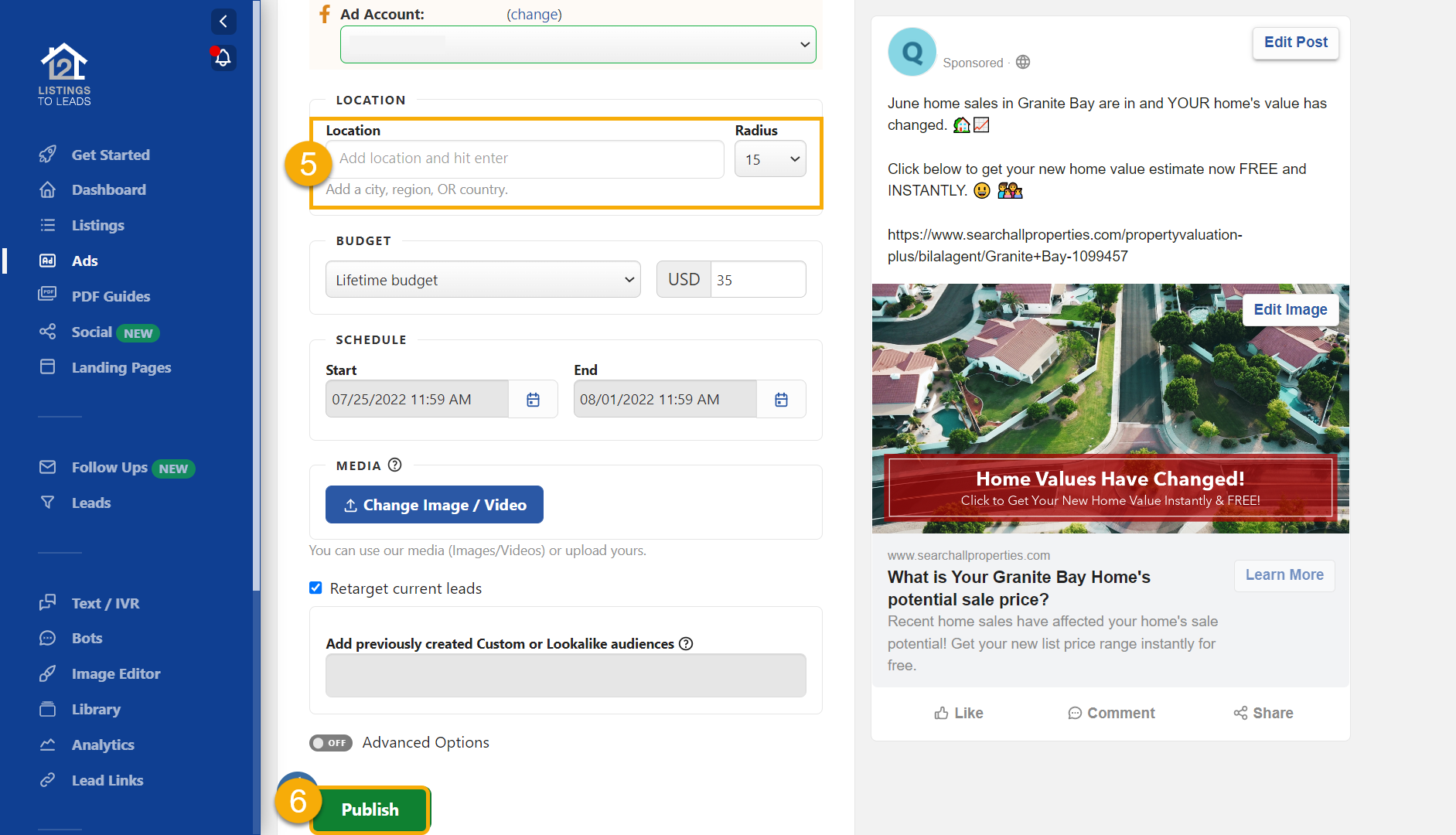 Traffic Ads: Landing Pages – Listings-to-Leads