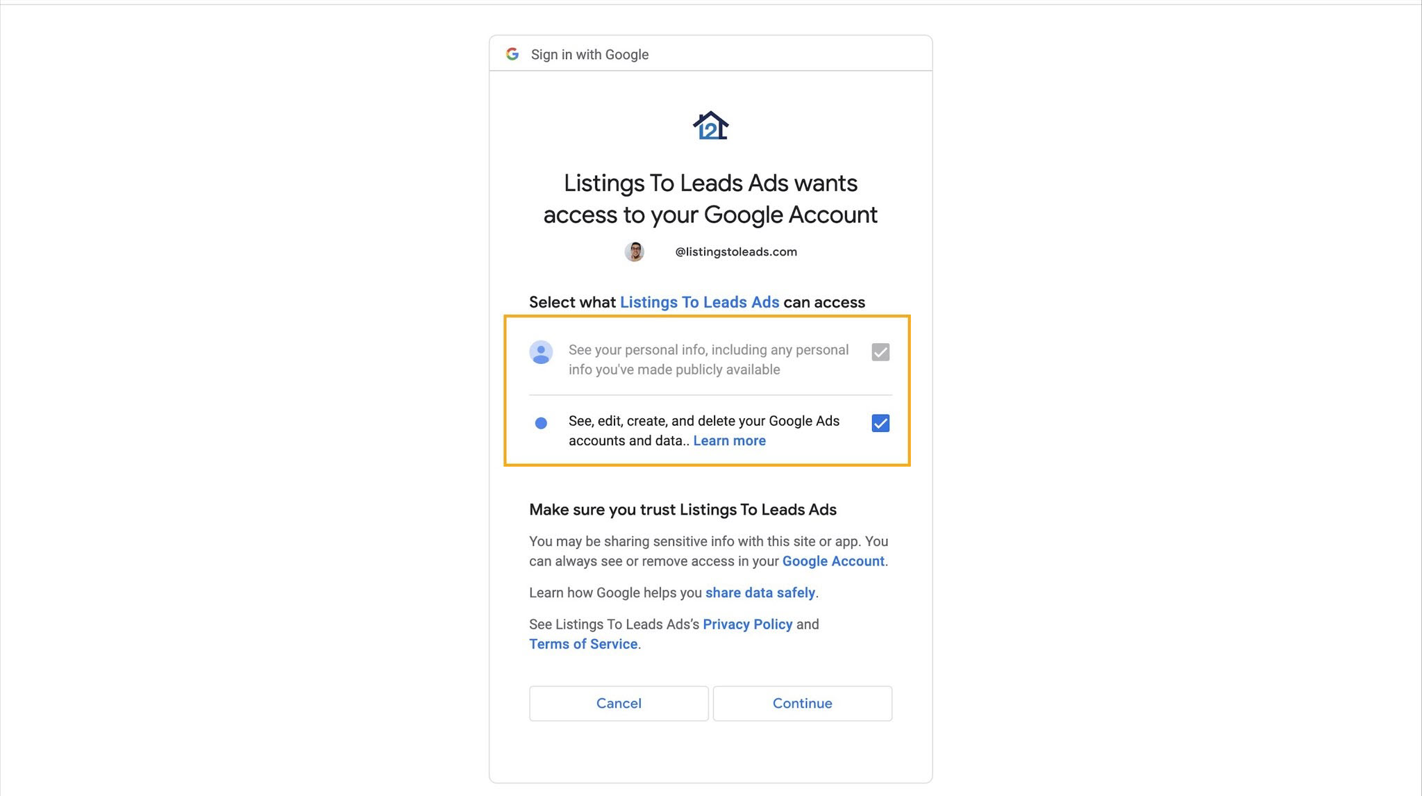 How to Connect Your Google Ad Account to Listings To Leads – Listings ...